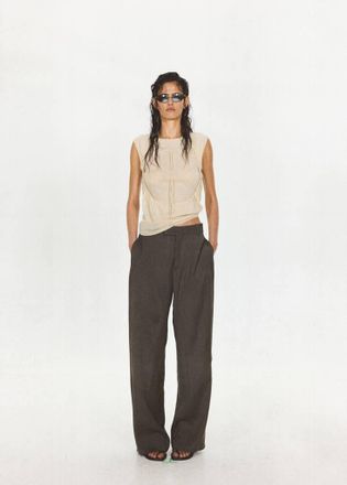 Mango Top superposition ouverture fronc&eacute;e &eacute;cru - Femme - S - MANGO