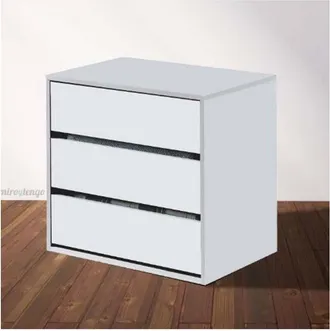 PEGANE Pegane - Commode 3 tiroirs blanche - Dimensions 56x60x44 cm - Design contemporain pour chambre ou salon