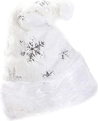 Generic Chapeau avec perles brod&eacute;es dor&eacute;es et flocon de neige Chapeau de No&euml;l Chapeau de No&euml;l Adulte Argent Blanc Casquettes de baseball, Argent&eacute;., Taille uni