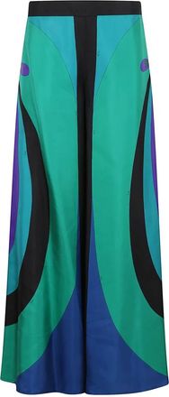 Pucci Femme, Pantalons, Multicolore, Taille: 36 FR Pantalon en Soie Vert Style &Eacute;l&eacute;gant