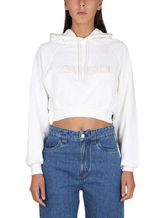 Sunnei Cotton Drawstring Hoodie - Beige