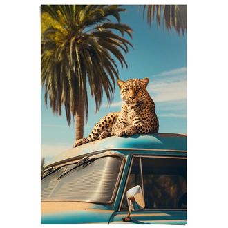 Reinders Poster, Oldtimer Safari, Teenager Zimmer, Poster, Wanddeko, Room Decor, 150 gr. gl&auml;nzend Bilderdruckpapier, Blau, 91,5 x 61cm