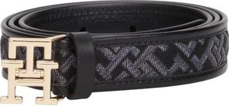 Tommy Hilfiger Femme, Accessoires, Noir, Taille: ONE Size Ceinture Imprim&eacute;e en Polyester avec Motif