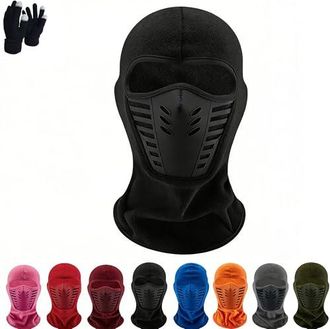 Generic Cagoule de sport dhiver anti-bu&eacute;e, coupe-vent et anti-froid, chapeau chaud doubl&eacute; en polaire pour homme et femme, Noir, Taille unique