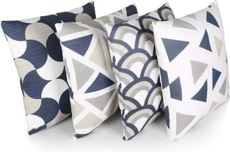 Penguin Home 4Er - Pack Dekorative Quadratische Kissen Aus Baumwolle, Luxuriöse, Stilvolle Für Wohnzimmer,Sofa,Schlafzimmer, Mit Unsichtbarem Reißverschluss, 45X45