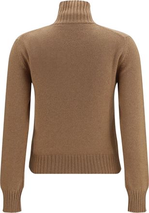 Ami Logo-Embroidered Wool-Cashmere Turtleneck Sweater - Camel