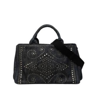 Prada Sac bandouli&egrave;re en denim clout&eacute; doccasion - Femme - Pre-owned - Noir - Taille: ONE Size