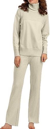 Generic Ensemble Sport Tricot Ensemble Femme Chic Et Elegant Hiver 2 Piece Oversize Tendance Randonn&eacute;e Sportswear &Agrave; Manches Longues Pull + Running Pantalon Sp