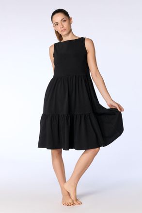 Leela Cotton Damen vegan Kleid Ger&uuml;scht Schwarz