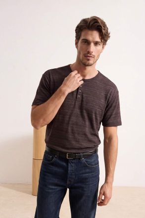 Trendyol MAN Herren Braun Einfarbig Kurz Regular Fit T-Shirts