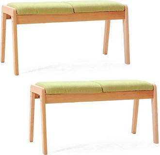 Generic 1er-Set/2er-Set Gepolsterte Eingangsbank - Leinen-Bettbank Mit Holzbeinen for Wohnzimmer Und Schlafzimmer(/Green a,Set of 2)