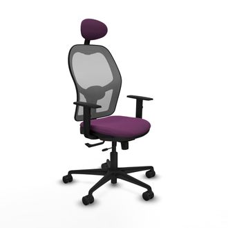 Piqueras y Crespo B&uuml;rostuhl aus blauem Netzstoff mit 1D-Armen, h&ouml;henverstellbarer Lendenwirbelst&uuml;tze und festem Kopfteil, ausgestattet mit Syncro/Traslack und injiziert