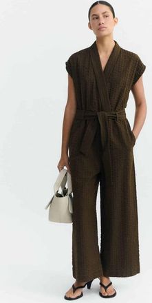 Thinking Mu Thinking MU Damen vegan Jumpsuit Seersucker Malawi Braun