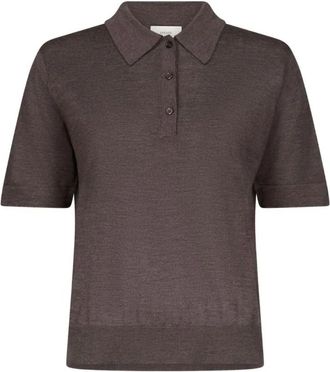 Loulou Studio Femme, Tops, Brun, Taille: 42 FR Polo Fin &agrave; Manches Courtes