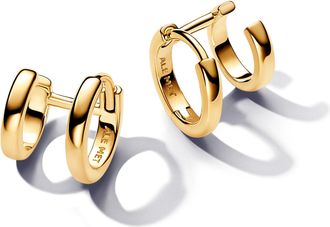 Pandora Pandora Essence Doppelte Huggie-Kreolen-Ohrringe aus Sterling Silber mit vergoldeter Metalllegierung, 263280C00
