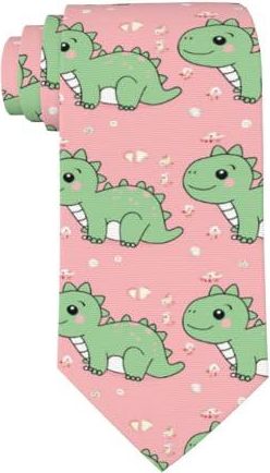 Generic Chibi Dinosaure Vert Cravates Hommes Décontractée Cravatte Élégante Cravate Homme Pour Accessoires Bureau Affaires