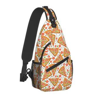 AOOEDM Pizza-Schnitte mit Tomaten und Pilzen Umhängetasche für Damen und Herren, lustiges Lebensmittelmuster, Crossbody-Umhängetaschen, lässiger Sling-Rucksa