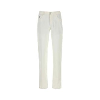 Brunello Cucinelli Pantalon en velours c&ocirc;tel&eacute; - Homme - Pantalons - Blanc - Taille: M