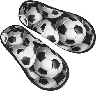 Generic Ballon De Football Noir Et Blanc Unisexe Pantoufles Confortable Chaussures De Maison Doux Chaussons Pour Int&eacute;rieur Ext&eacute;rieur Hiver L