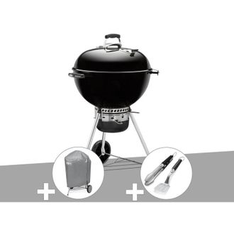 Weber Barbecue charbon Master-Touch GBS 57 cm E-5750 Noir + Housse + Kit ustensiles Premium 2 pi&egrave;ces - Weber