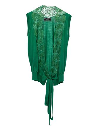 Dolce & Gabbana blouse à détail en dentelle - Vert