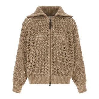 Brunello Cucinelli Glitzernder Cardigan - - Knitwear - Damen - Beige - M