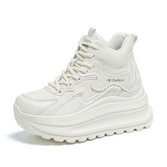 Generic Baskets compens&eacute;es pour Femmes &agrave; Lacets, &eacute;l&eacute;gantes et Confortables, Semelle Plateforme cach&eacute;e, Chaussures de Marche pour Dames,Blanc,37 EU