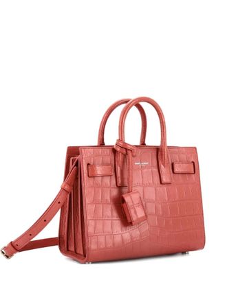 Saint Laurent Sac de Jour NM Bag Crocodile Embossed Leather Nano satchel - Rose