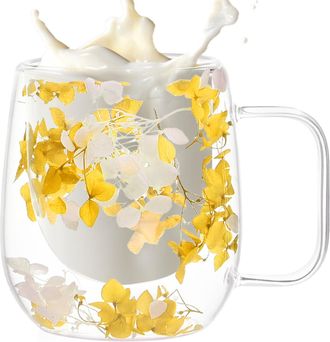 Generic Doppelwandige Glasbecher,Doppelglas-Kaffeetassen | W&auml;rmed&auml;mmbecher f&uuml;r getrocknete,Doppelschicht isolierte Kaffeetassen, Klarglas Teetassen mit Henkel