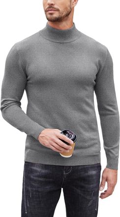 Coofandy Herren Rollkragen Pullover Langarm Feinstrick Sweater Basic Casual Slim Fit Unterziehrolli Herren Grau XXXL