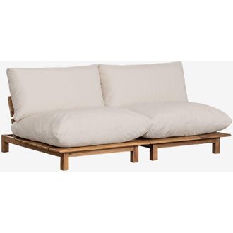 Sklum Sklum - 2-teiliges modulares Gartensofa mit Liegefunktion aus Brina-Akazienholz Creme-Beige