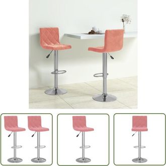 vidaXL The Living Store - Tabourets de bar lot de 2 rose velours - Tabouret De Bar - Chaise De Comptoir - Tabouret Rose - Tabouret Design - Fauteuil Pliable
