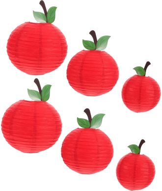 Amosfun 6 Stück Teiliges Apfel Papierlaternen Hängend Robuste Papierlampions in Rot Fruchtiges Design für Klassenraum Dekoration und Geburtstagsfeiern Vielsei