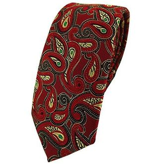 TigerTie &eacute;troit Designer cravate en rouge dor&eacute; vert noir Paisley &agrave; motifs