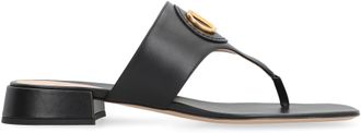 Valentino Garavani Womens Vlogo Signature Leather Slides Black Calf Sandal
