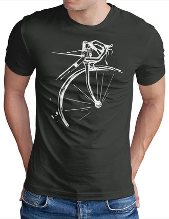 OM3 Bicycle Fahrrad T-Shirt - Herren - Vintage Radsport Radfahrer - Dark Grey, 3XL