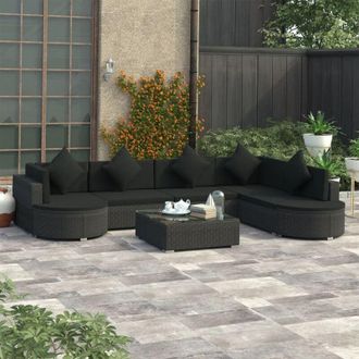 vidaXL Vidaxl - Salon de jardin 8 pcs avec coussins r&eacute;sine tress&eacute;e noir