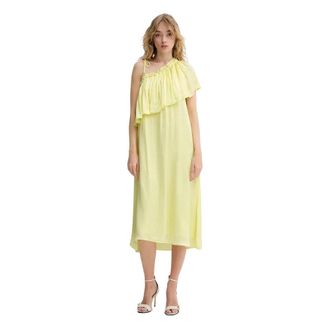 Bruuns Bazaar Midikleid mit R&uuml;schen und One-Shoulder-Tr&auml;ger - - Dresses - Damen - Gelb - M