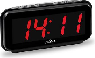 Atlanta Mocassin Digitalwecker mit gro&szlig;er LED Leuchtanzeige 3 Alarme Nachtdimmung Stromanschluss - 2608/1 (Rote LED)