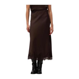 Object Objnaline MW Langer Spitzenrock - - Skirts - Damen - Braun - S