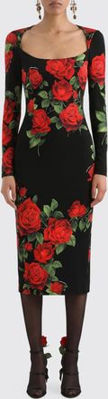 Dolce & Gabbana Robe fourreau midi en soie stretch &agrave; imprim&eacute; floral
