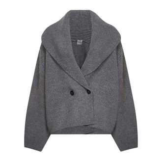 Toteme Femme, Pulls, Gris, Taille: 38 FR Cardigan &agrave; col ch&acirc;le