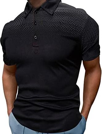 Generic Polo de travail facile dentretien pour homme - Polo tendance décontracté à manches courtes - T-shirt confortable à col montant - Polo de sport ample d