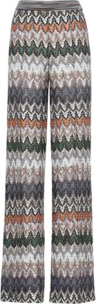 Missoni Femme, Pantalons, Multicolore, Taille: 36 FR Pantalon Large en Viscose et Coton Lam&eacute; avec Motif de Dentelle