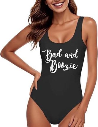 Generic Maillot De Bain Femme 1 Pieces imprim&eacute; Lettres sans Bonnets pour int&eacute;rieurs/ext&eacute;rieurs Casual