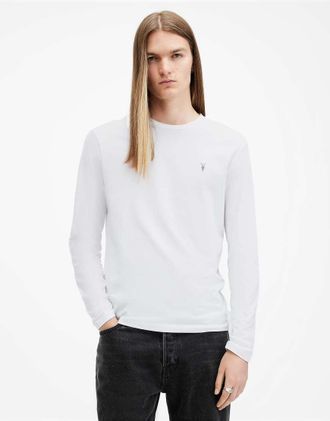 AllSaints Brace - T-shirt ras de cou &agrave; manches longues - Blanc optique
