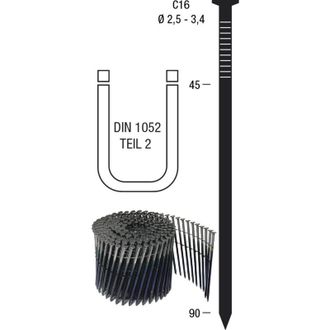 No Brand No Brand - Nagelrollen CK20 3,1 x 90 mm hbk blank geharzt Kunststoffgebunden 20 Grad
