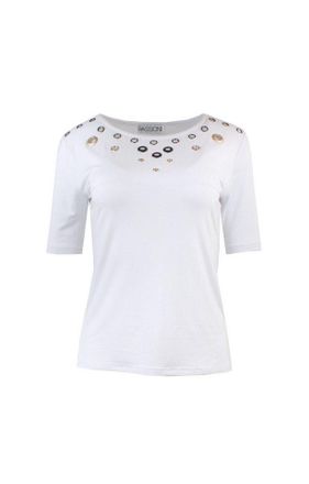 Passioni T-Shirt in wei&szlig; mit dekorativen Nieten