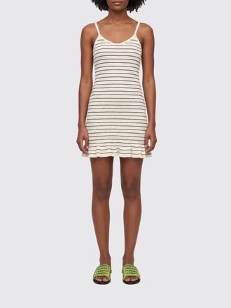 J.W.Anderson Mini-robe fourreau ray&eacute;e en coton &agrave; &eacute;paules d&eacute;nud&eacute;es