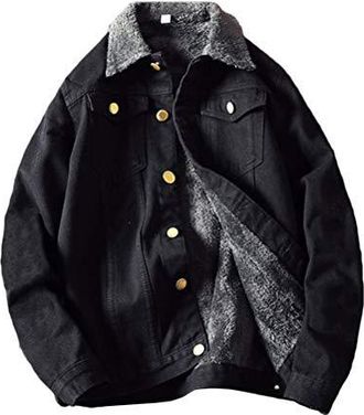 Minetom Trucker Veste en Jean Homme Blouson en Jean Trucker Jacket Denim Blouson Denim Moto Doublure en Molleton Artificiel Veste Jean C Noir 4XL